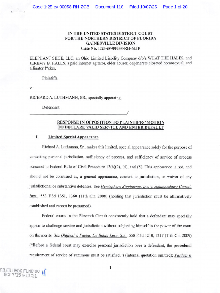 Richard Luthmann Sr. Responds To Jeremy Hales | PDF