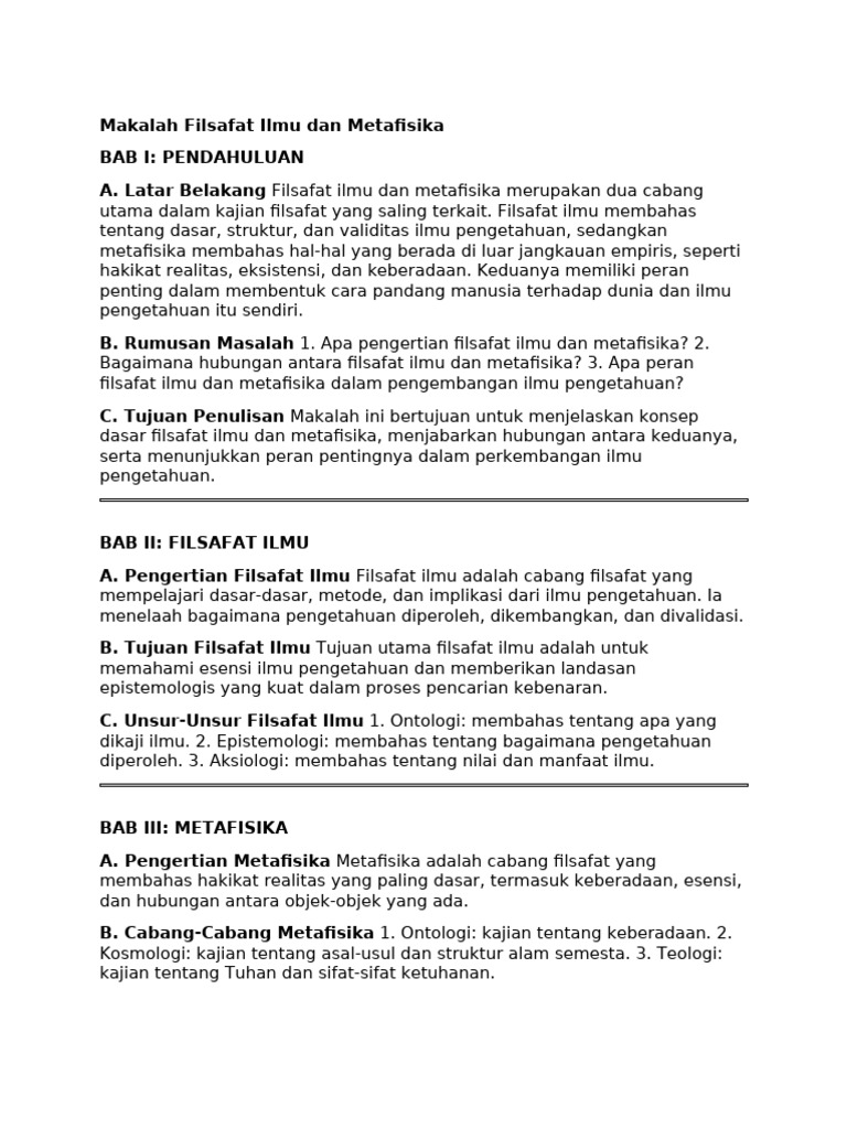 Filsafat Ilmu Metafisika Yyyyyyy | PDF