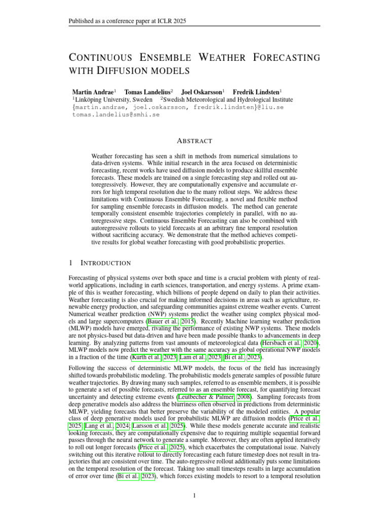 Continuous Ensemble Weather Forecasting | PDF | Numerical Weather ...