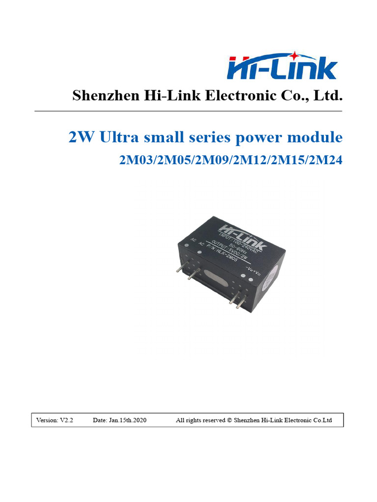 HLK-2M05 Power Module Datasheet | PDF | Power Supply | Electromagnetism