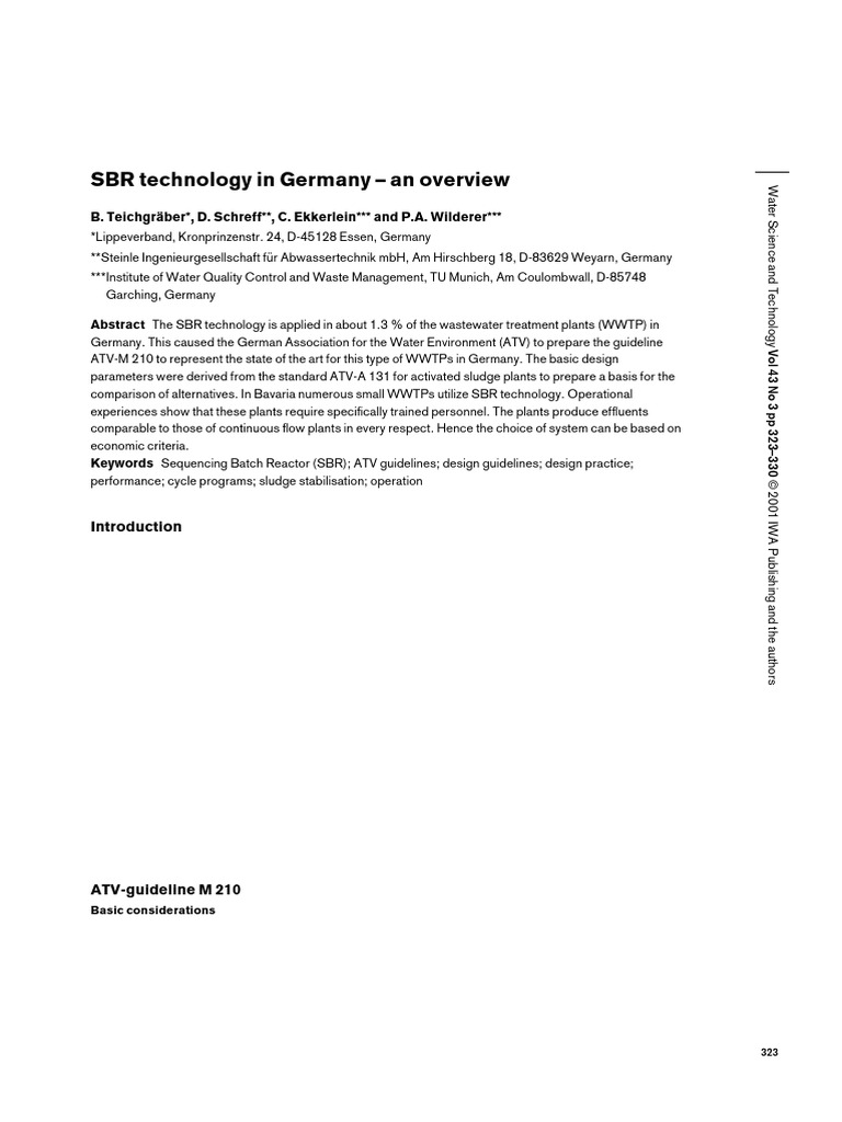 Overview of SBR Technology in Germany | PDF | Sewage Treatment ...