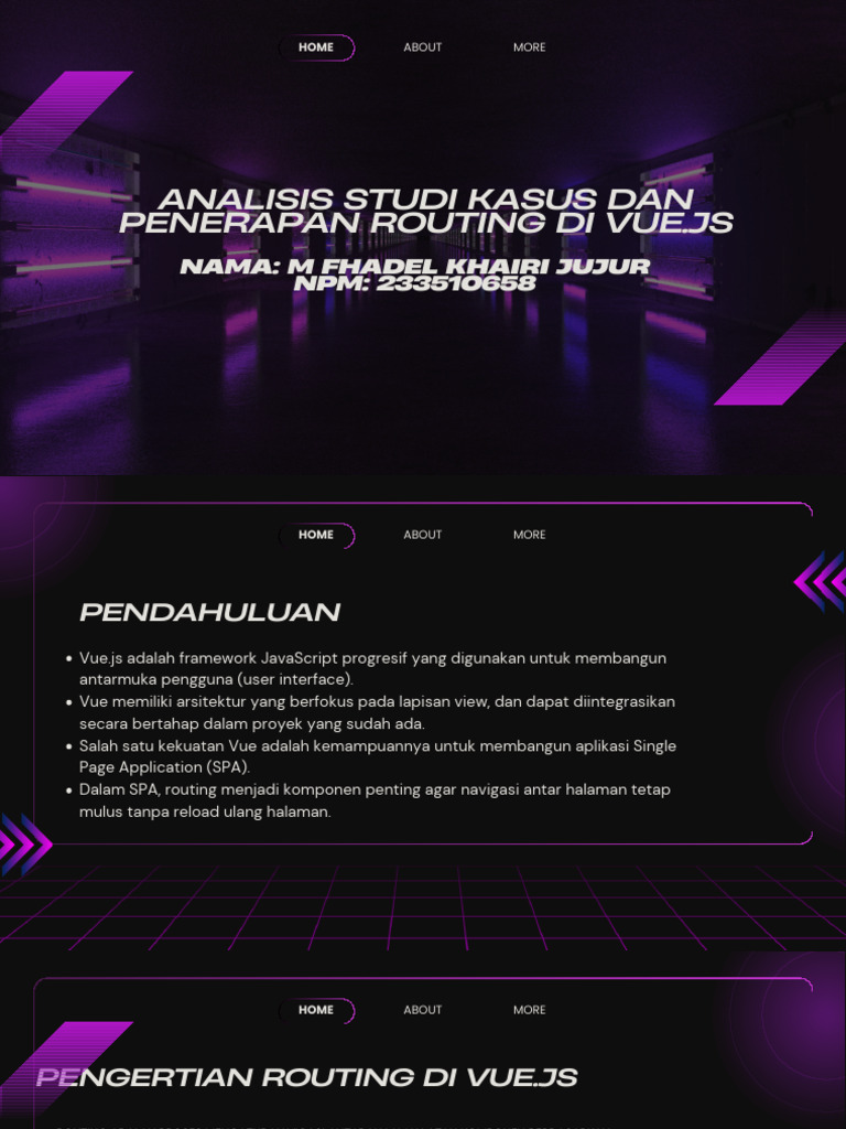 Analisis Studi Kasus Dan Penerapan Routing Di Vue.js | PDF