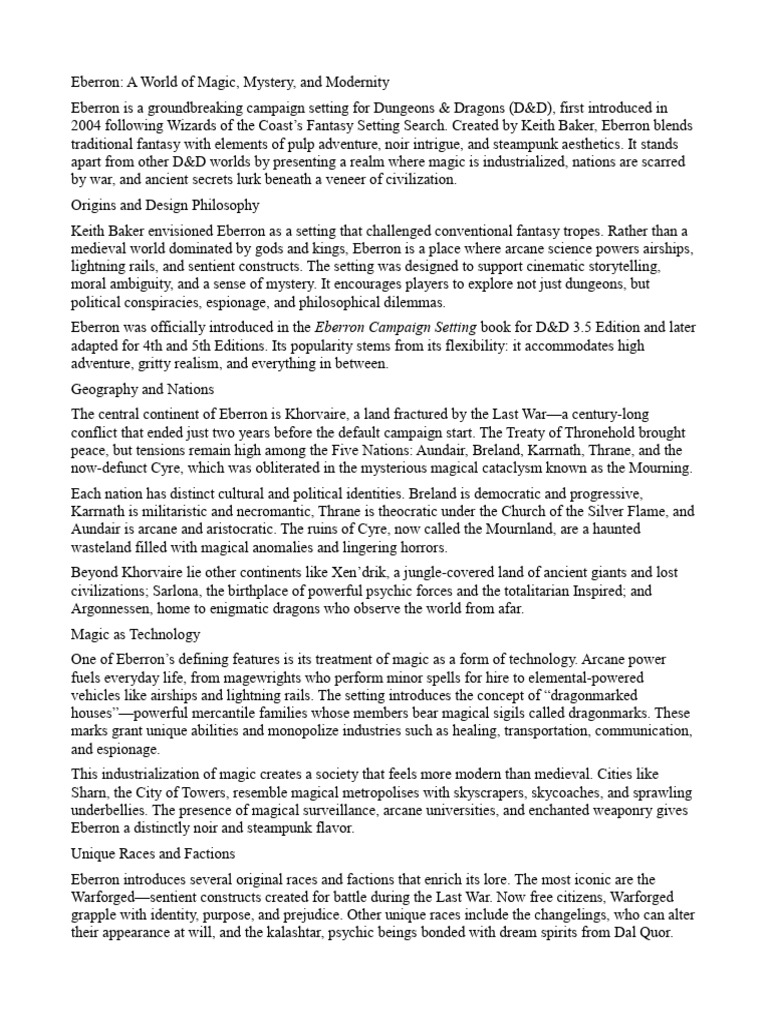 Eber Ron | PDF | Fantasy Role Playing Games | Gary Gygax Games