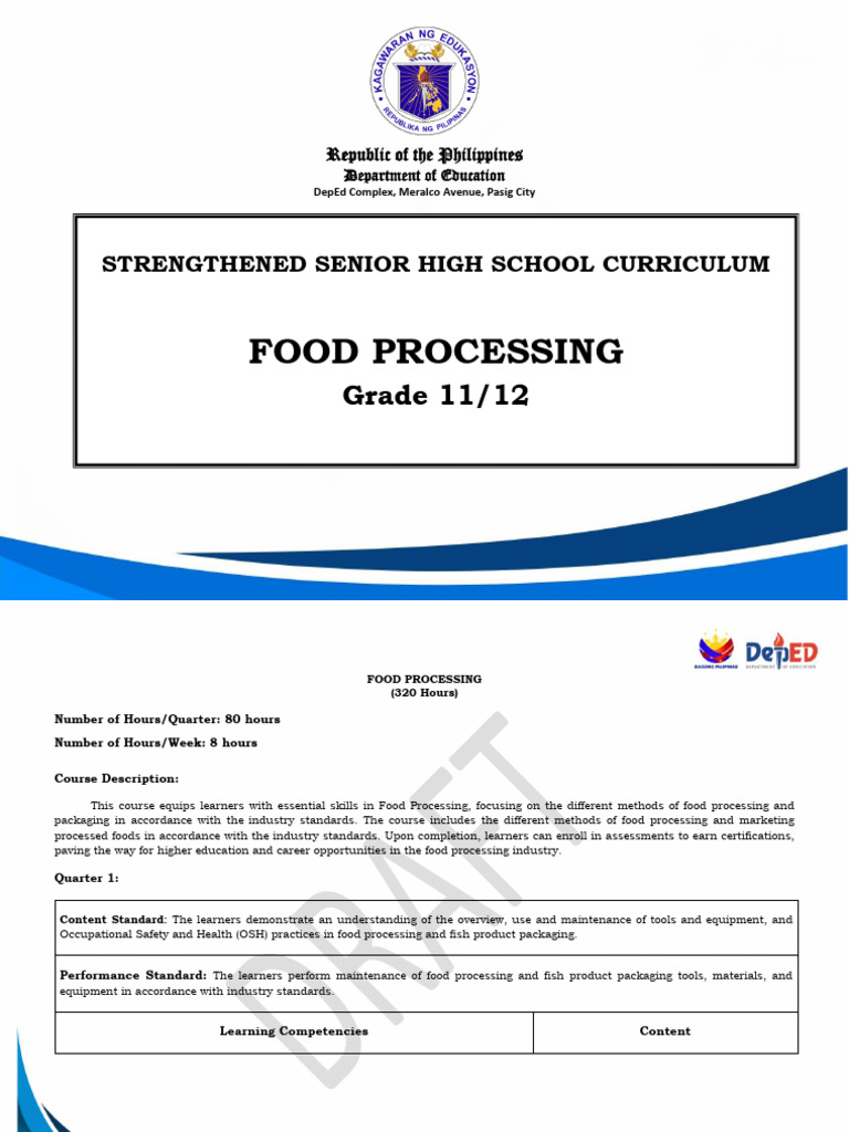 Food Processing Curriculum Overview | PDF | Food Preservation | Food ...