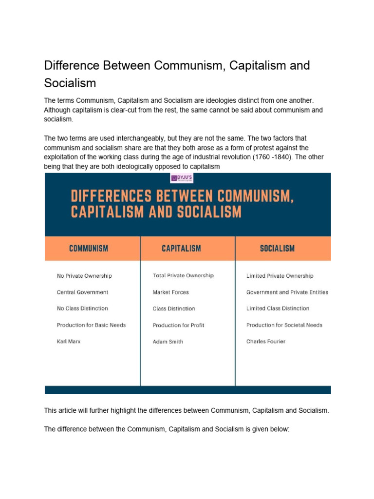 Communism vs Capitalism vs Socialism | PDF | Socialism | Capitalism