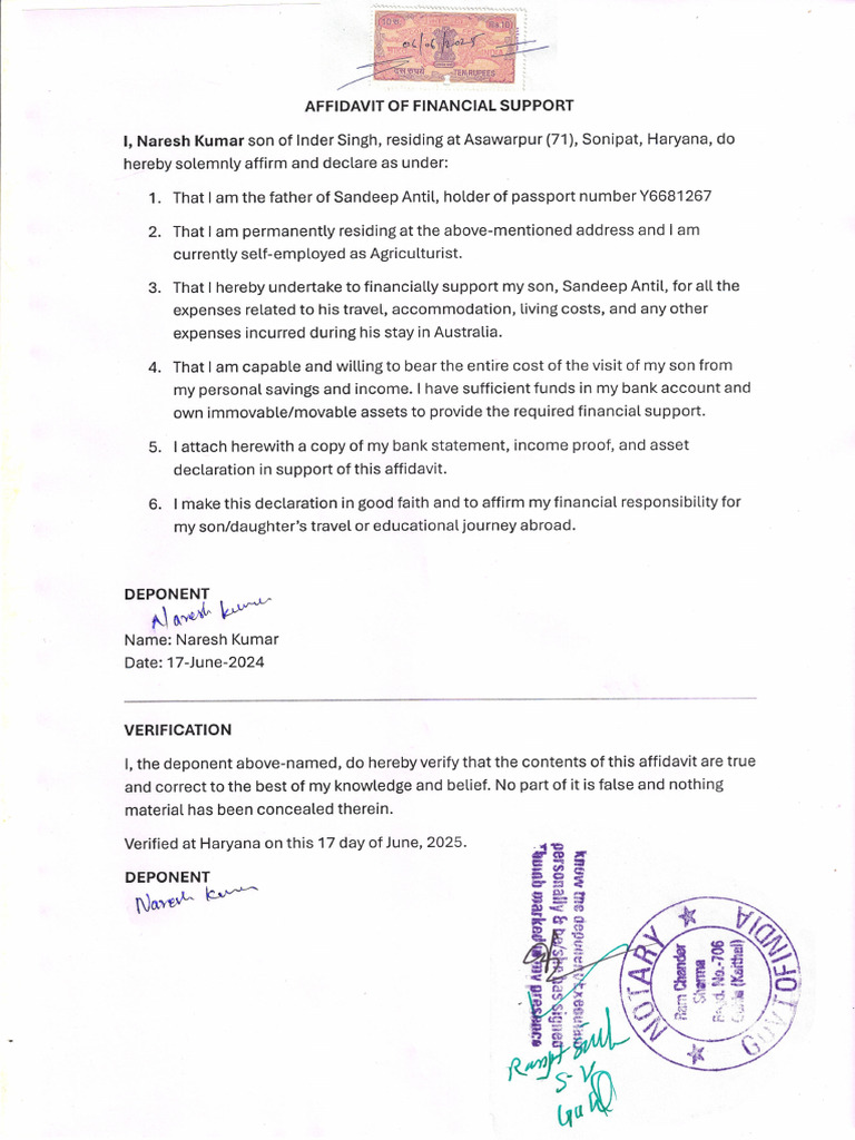 Father Supporting Affidavit | PDF