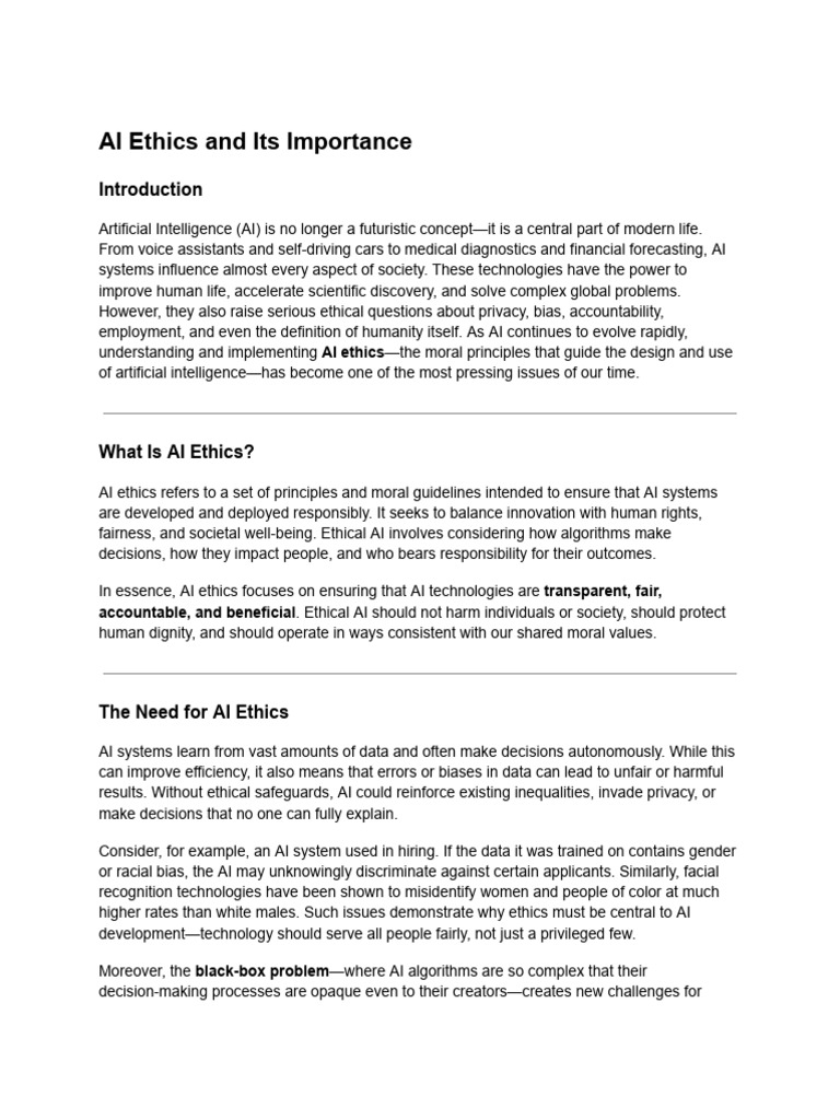 Importance of AI Ethics Explained | PDF | Artificial Intelligence ...