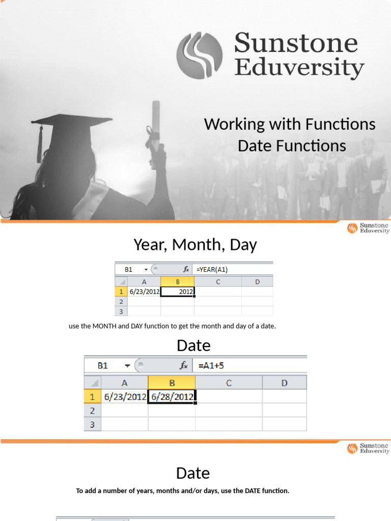 Excel Date and Time Functions Guide | PDF | Workweek And Weekend