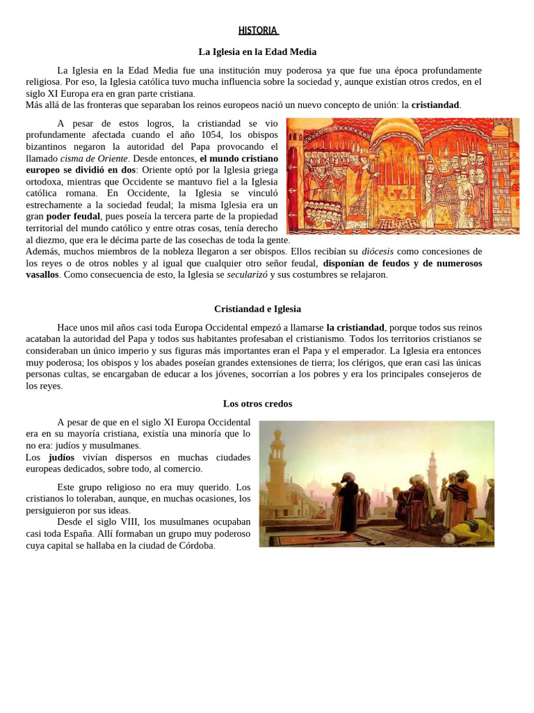 Historia - Iglesia en La Edad Media | PDF | Iglesia Católica | Edades ...