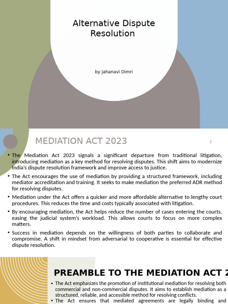 Mediation Act 2023: Transforming Dispute Resolution | PDF | Mediation ...