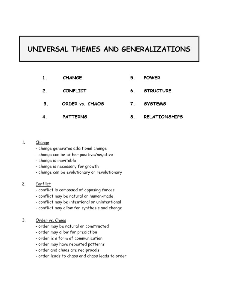 Universal Themes and Generalizations | PDF