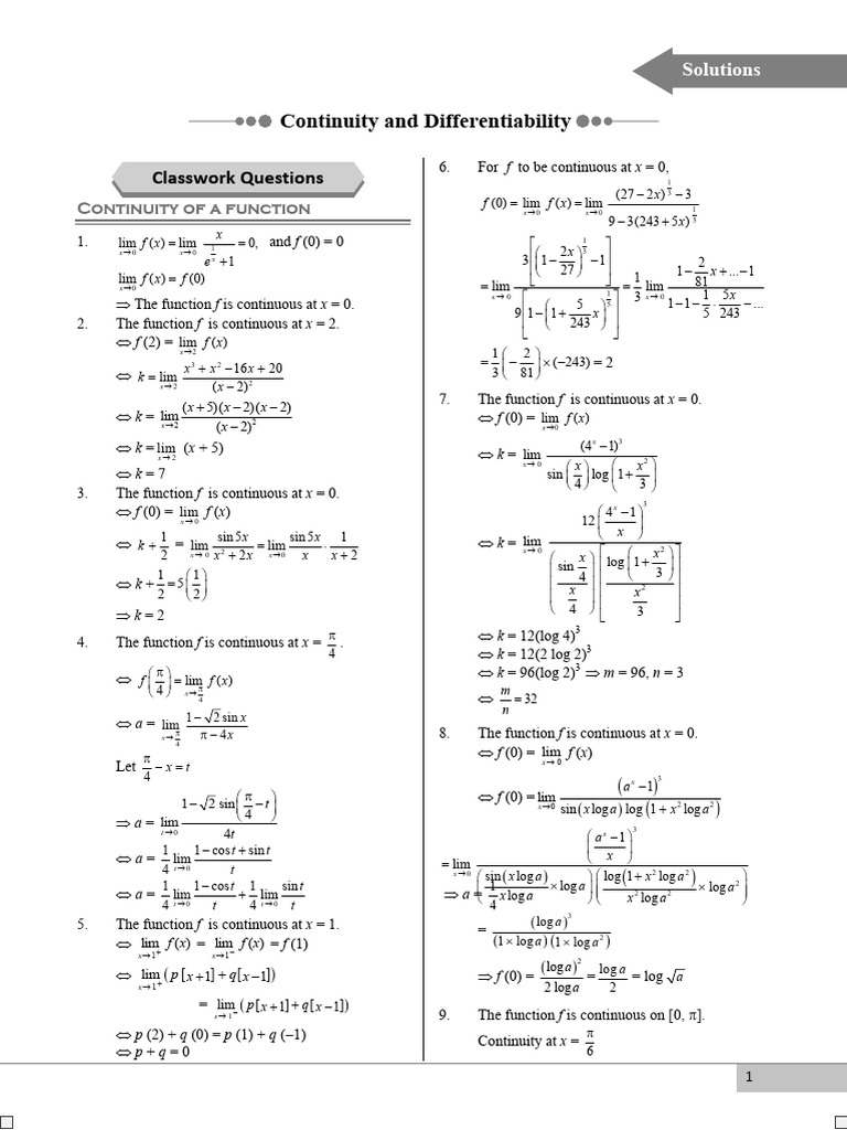 Continuity and Differentiability | PDF | Chess Theory | Chess