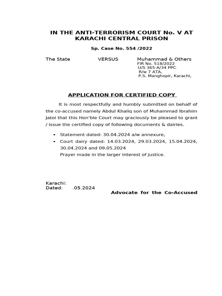Application 4 Certified Copy ATC | PDF | Affidavit