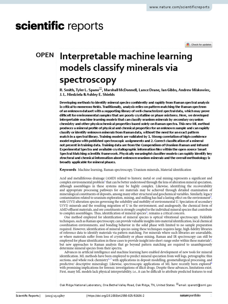 Interpretable Machine Learning Models Classify Minerals Via Spectros | PDF | Spectroscopy ...