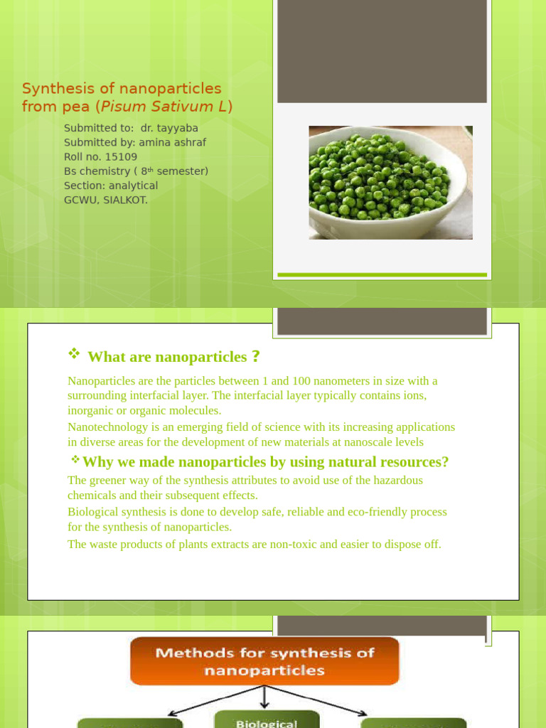 Synthesis of Nanoparticles From Pea | PDF | Nanoparticle | Pea