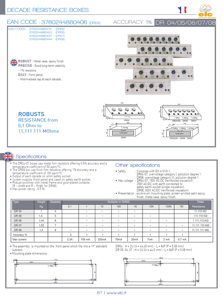 ELC Decade Resistance Box - DR07 | PDF | Resistor | Electrical ...