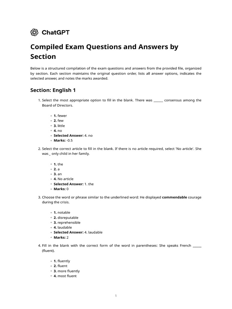 Compiled Exam Questions and Answers by Section | PDF | Taxes
