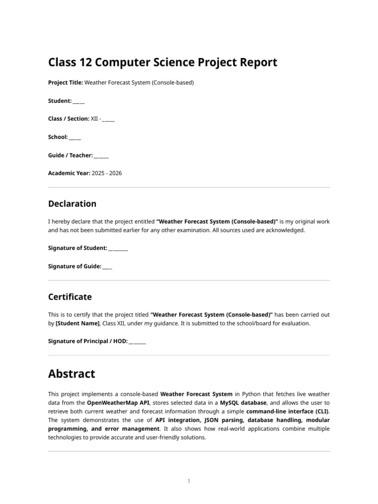 Weather Forecast System - Part 1 (Pages 1-10) | PDF | Command Line ...