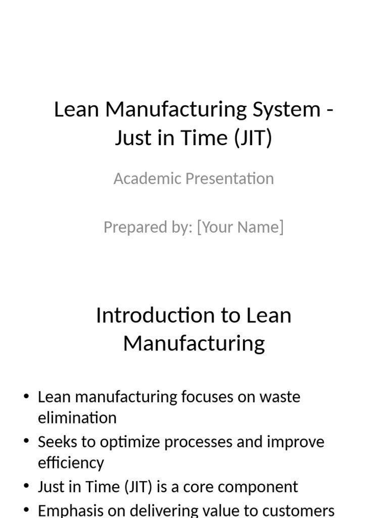Just in Time (JIT) Lean Manufacturing Guide | PDF | Lean Manufacturing ...