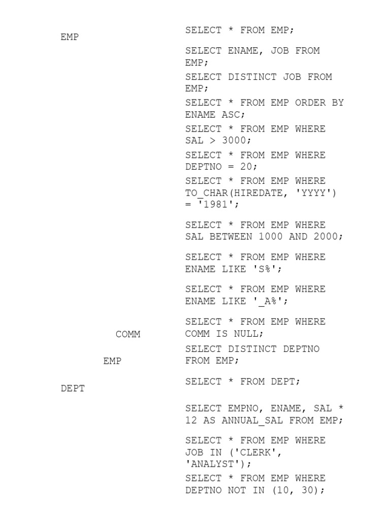 SQL Question Oracal Database Sqlplus | PDF | Salary | Data Management ...