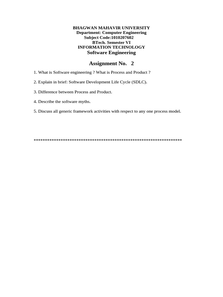 Se Assignment No 2-Sem 6 - It | PDF