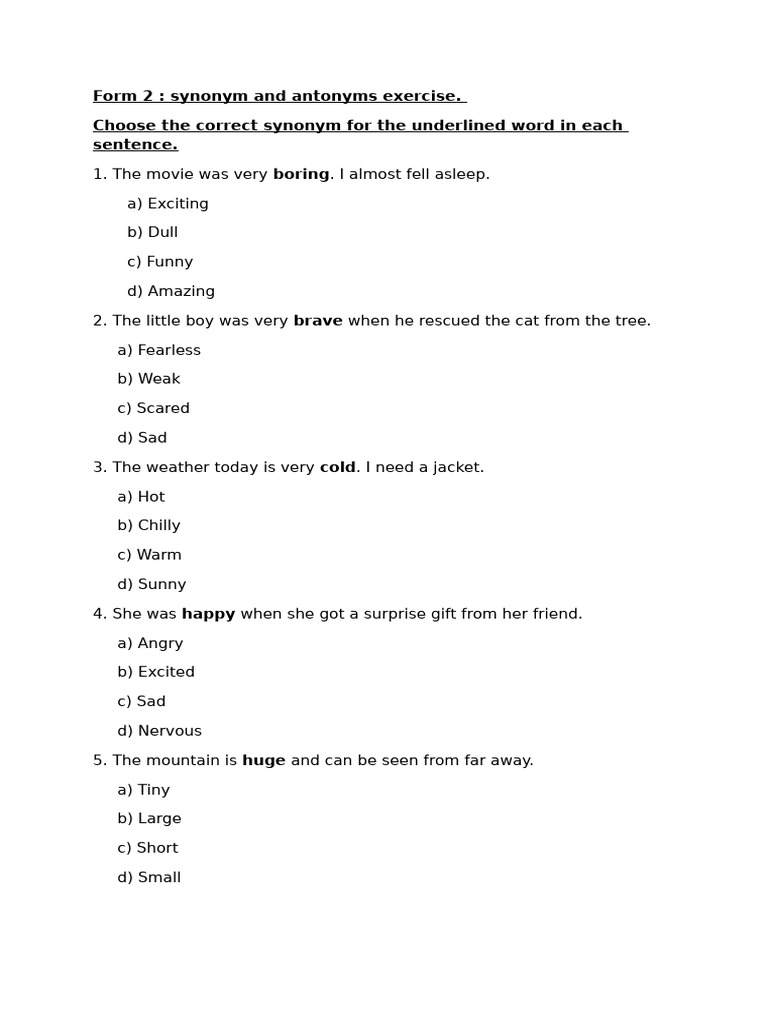 Exercise Form 2 | PDF
