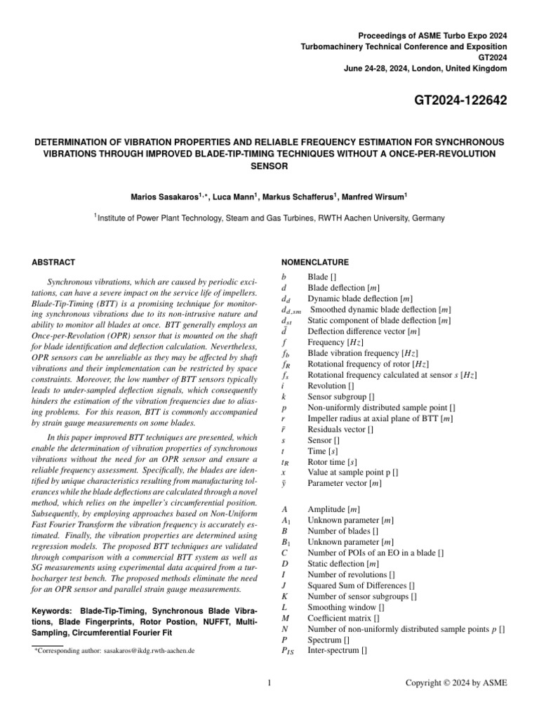 ASME Conference Paper Sasakaros - RWTH-BTT | PDF | Frequency | Turbine