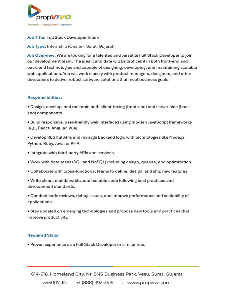 Full Stack Developer - Job Description 1 | PDF | Systems Architecture | Computing