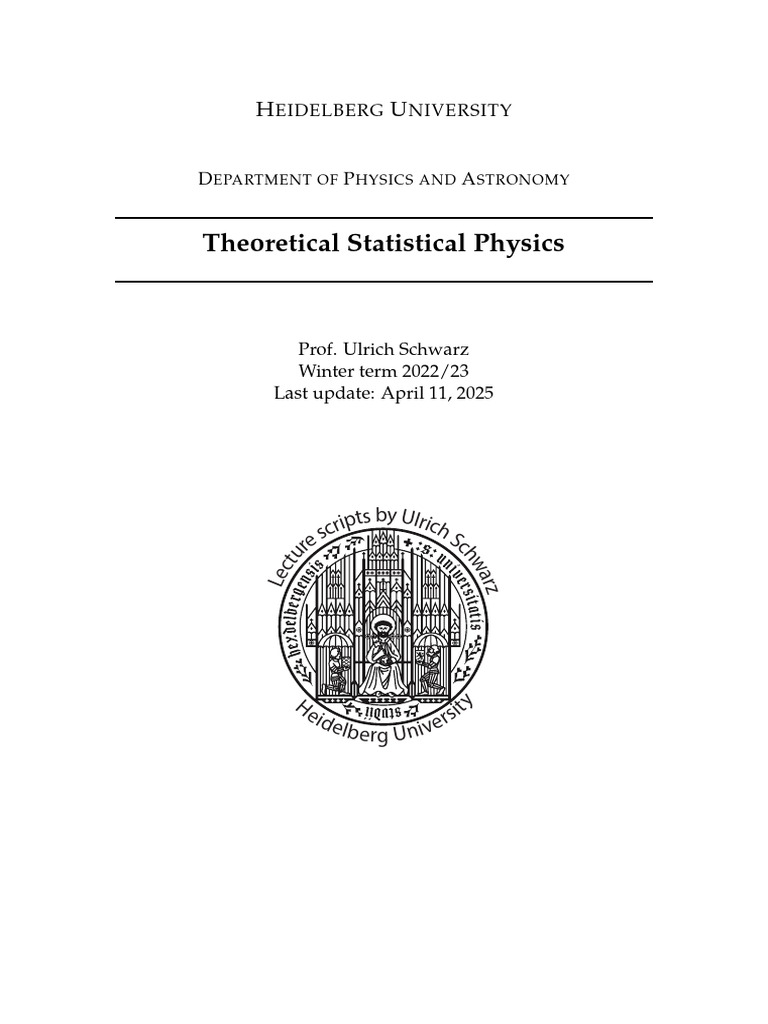 Theoretical Statistical Physics Course Guide | PDF | Statistical ...