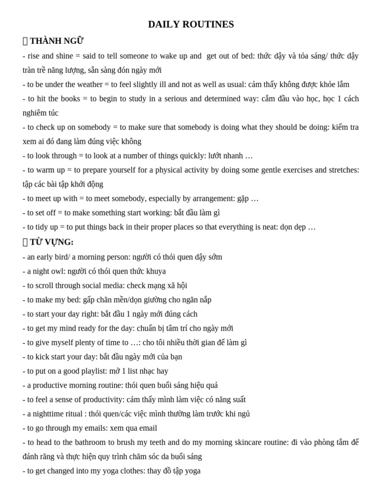 Daily Routines | PDF