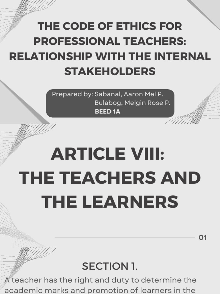 Code of Ethics for Professional Teachers | PDF | Teachers | Justice