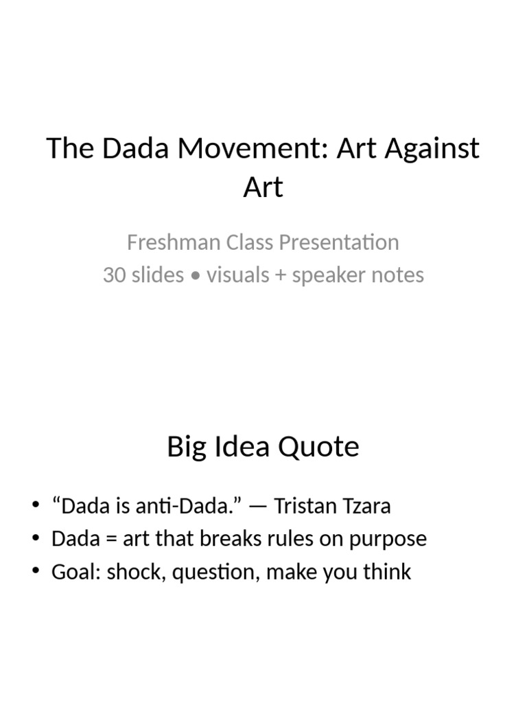 Dada Movement Developed 30slides WITH LINKS | PDF | The Arts ...