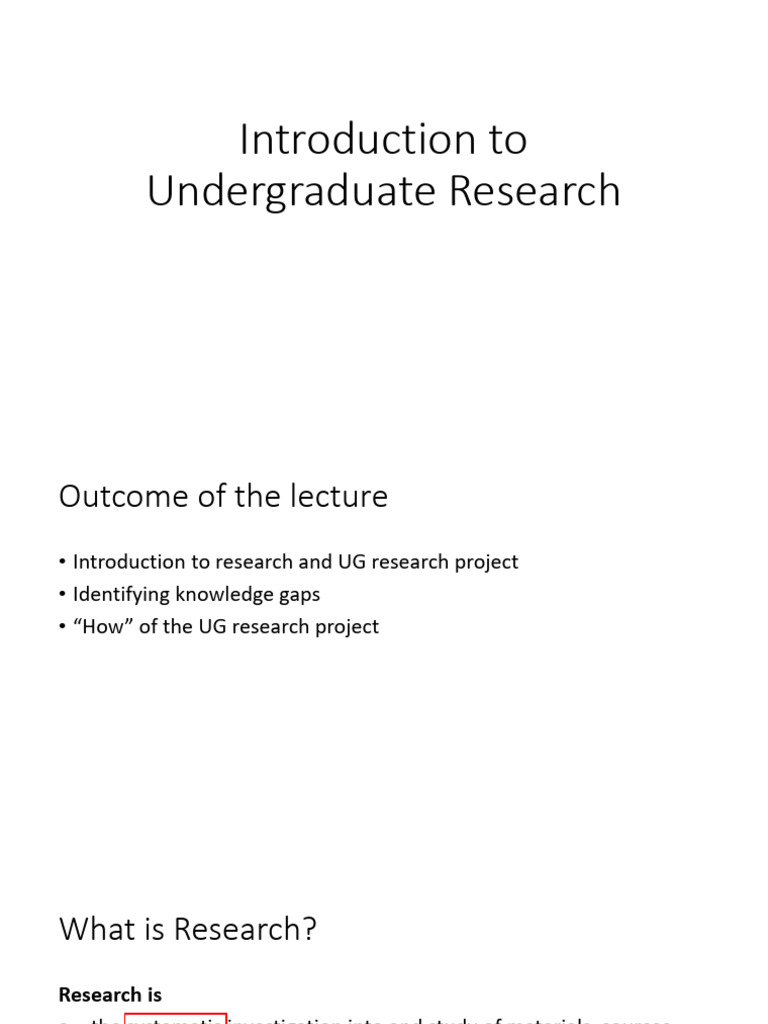 01 Introduction To Undergraduate Research - Prof.S.prathapan | PDF ...