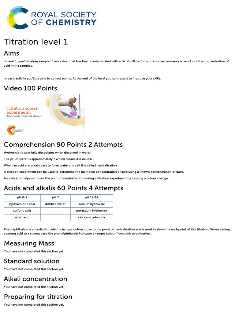 Titration Level 1 Labnotebook | PDF
