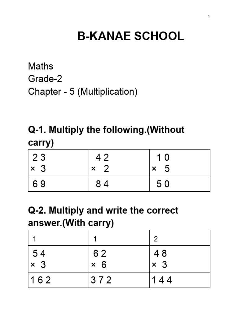 Chapter - 5 Multiplication | PDF