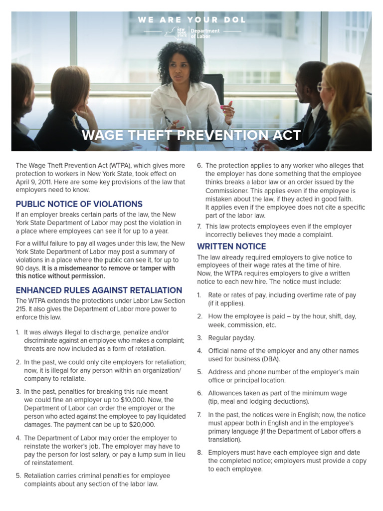 Wage Theft Prevention Act: Public Notice of Violations | PDF ...