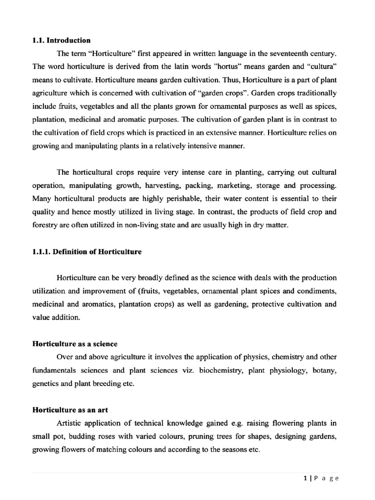 Importance of Horticulture Explained | PDF | Horticulture | Vegetables