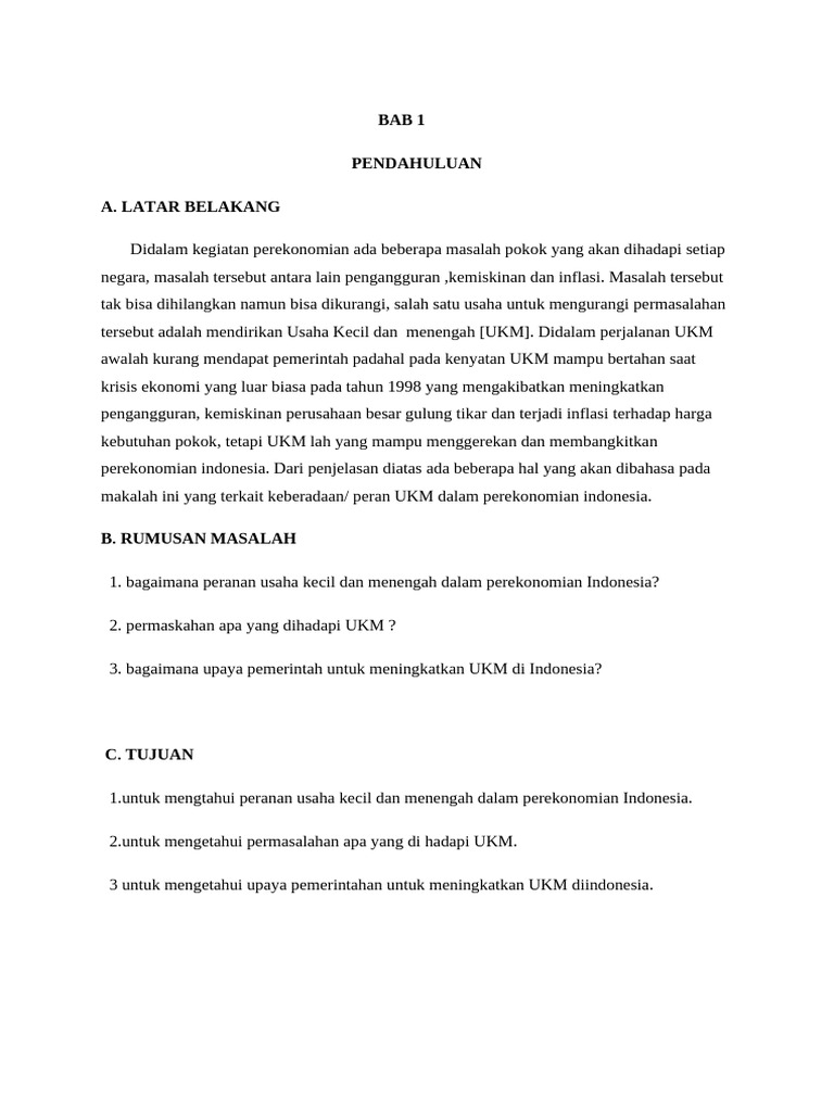 Peranan Usaha Kecil Menengah Dalam Perekonomian | PDF