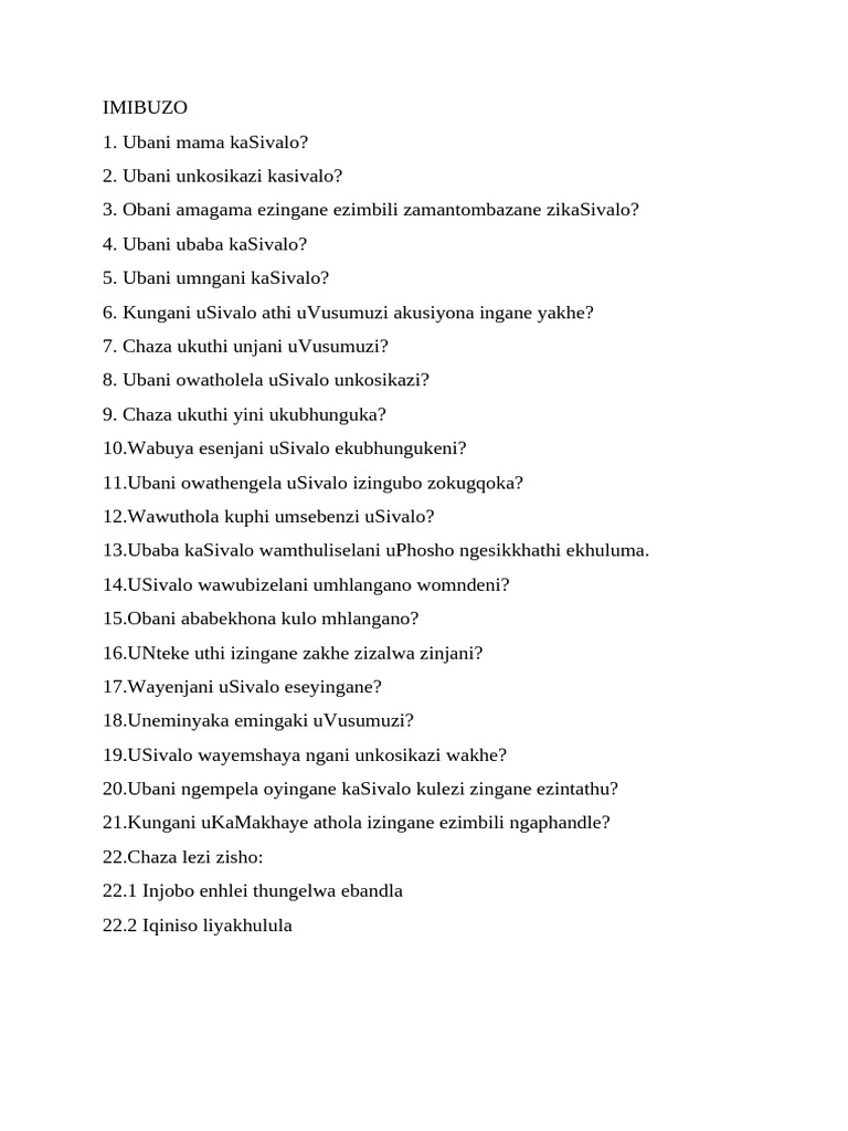 Elikabani Iphutha Questions | PDF