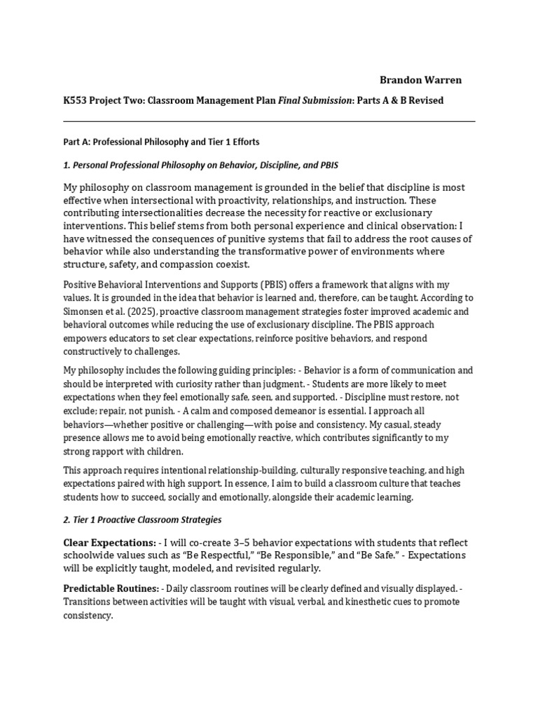 Brandon Warren Project Two Parts A B-1 | PDF | Psychological Concepts ...