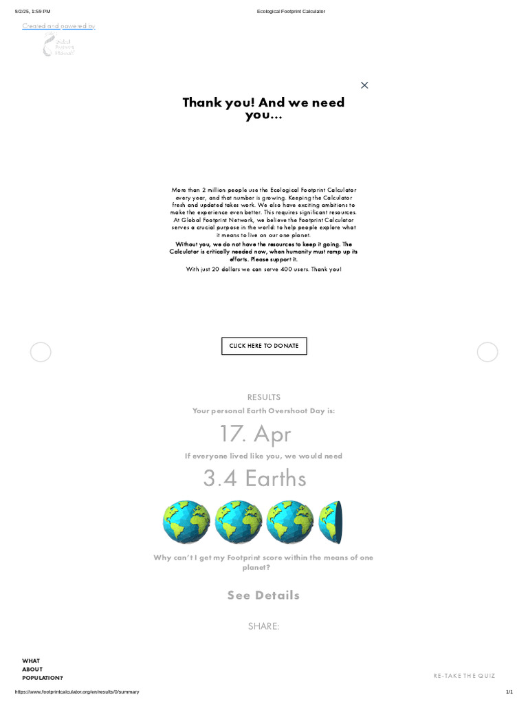 Ecological Footprint Calculator | PDF | Sustainable Development ...