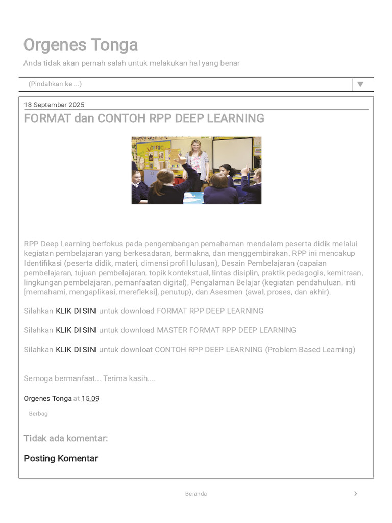 Format Dan Contoh RPP Deep Learning | PDF