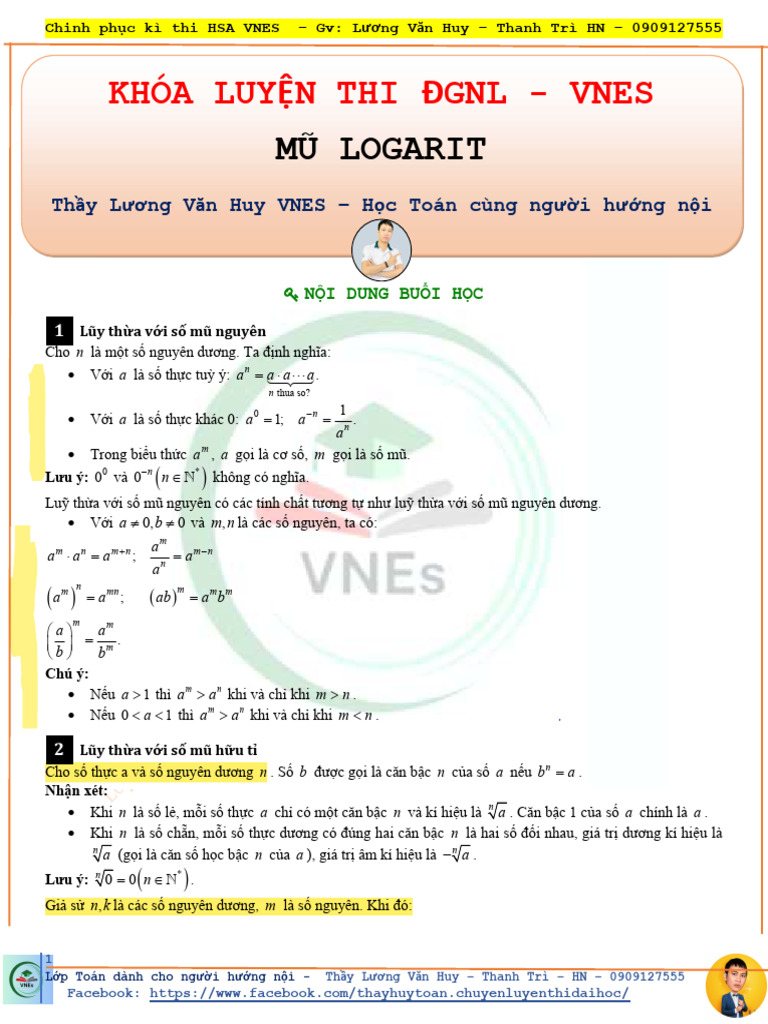 Lvh Vnes Bai Toan Mu Logarit De | PDF