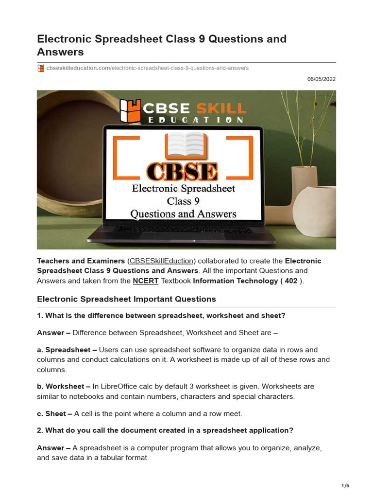 9th Electronic Spreadsheet QA | PDF | Spreadsheet | Chart