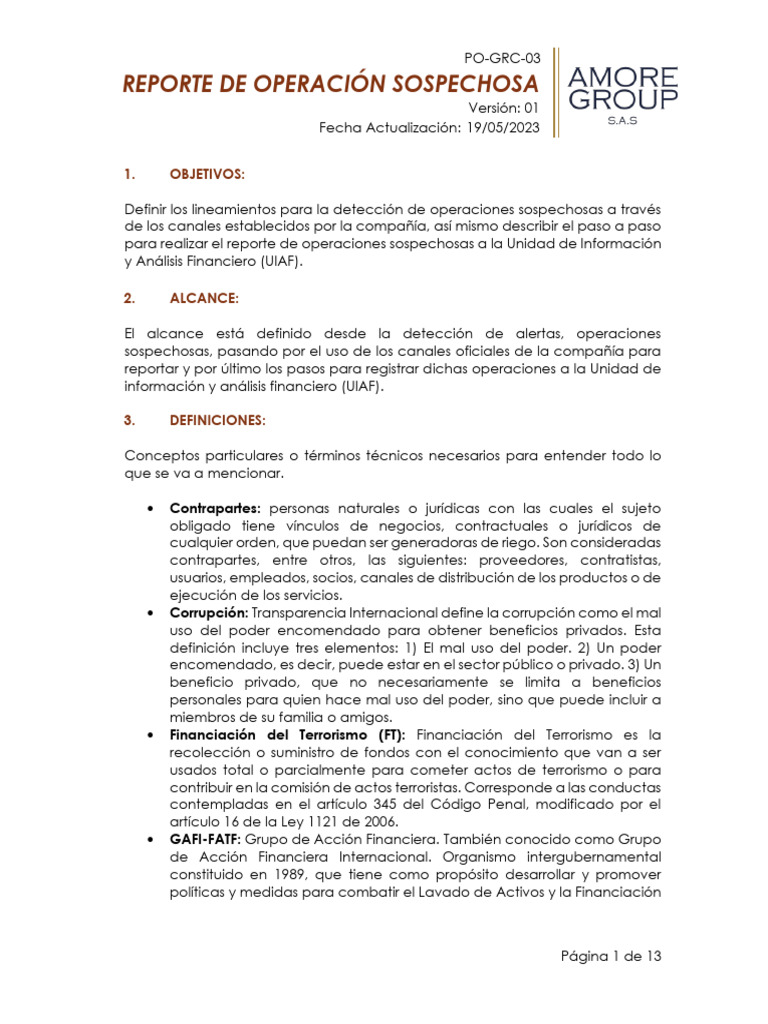 Guía para Reportar Operaciones Sospechosas | PDF | Corrupción política ...