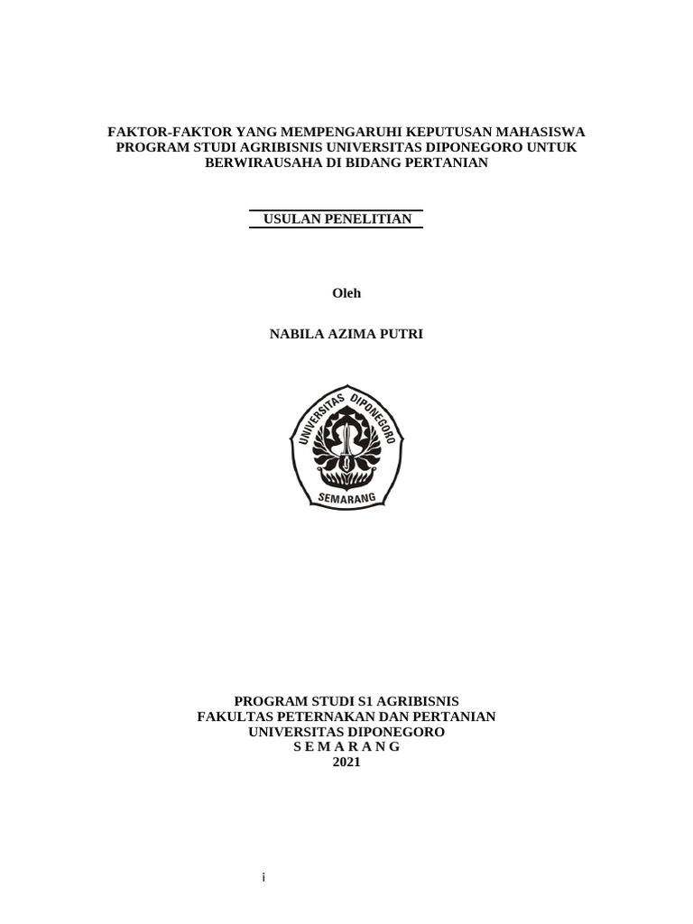 Usulan Penelitian Nabila Azima Putri | PDF