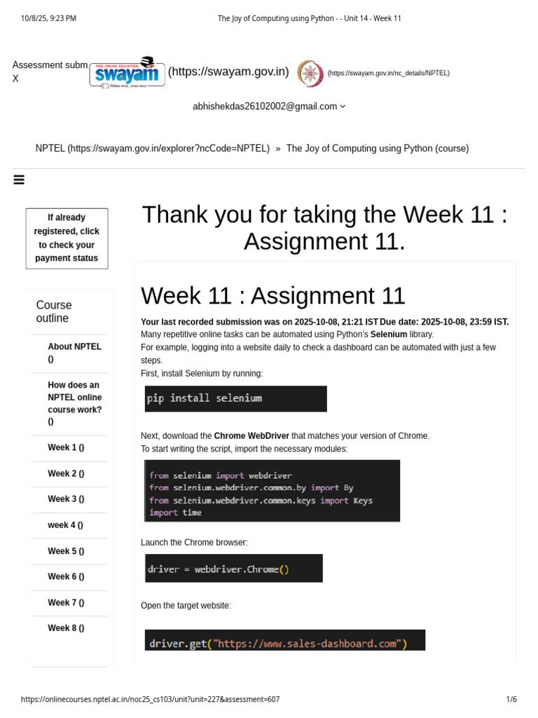 The Joy of Computing Using Python - Unit 14 - Week 11 | PDF | Selenium (Software) | Workweek And ...