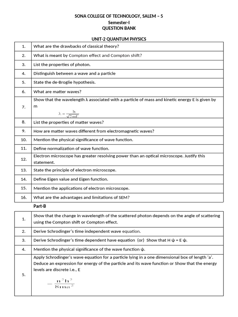 Unit 2 QB Quantum Physics | PDF | Electronvolt | Electron