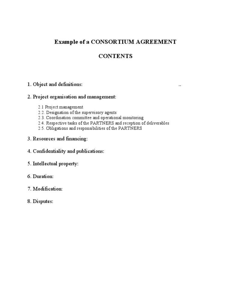 Example Consortium Agreement | PDF | Contractual Term | Project Management