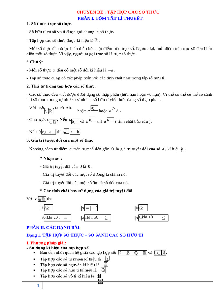 Đs7 - Cđ7. Tap Hop So Thuc | PDF